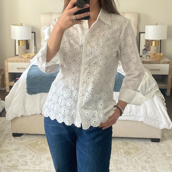 Talbots | Tops | Vintage Talbots Eyelet Button Down Blouse | Poshmark